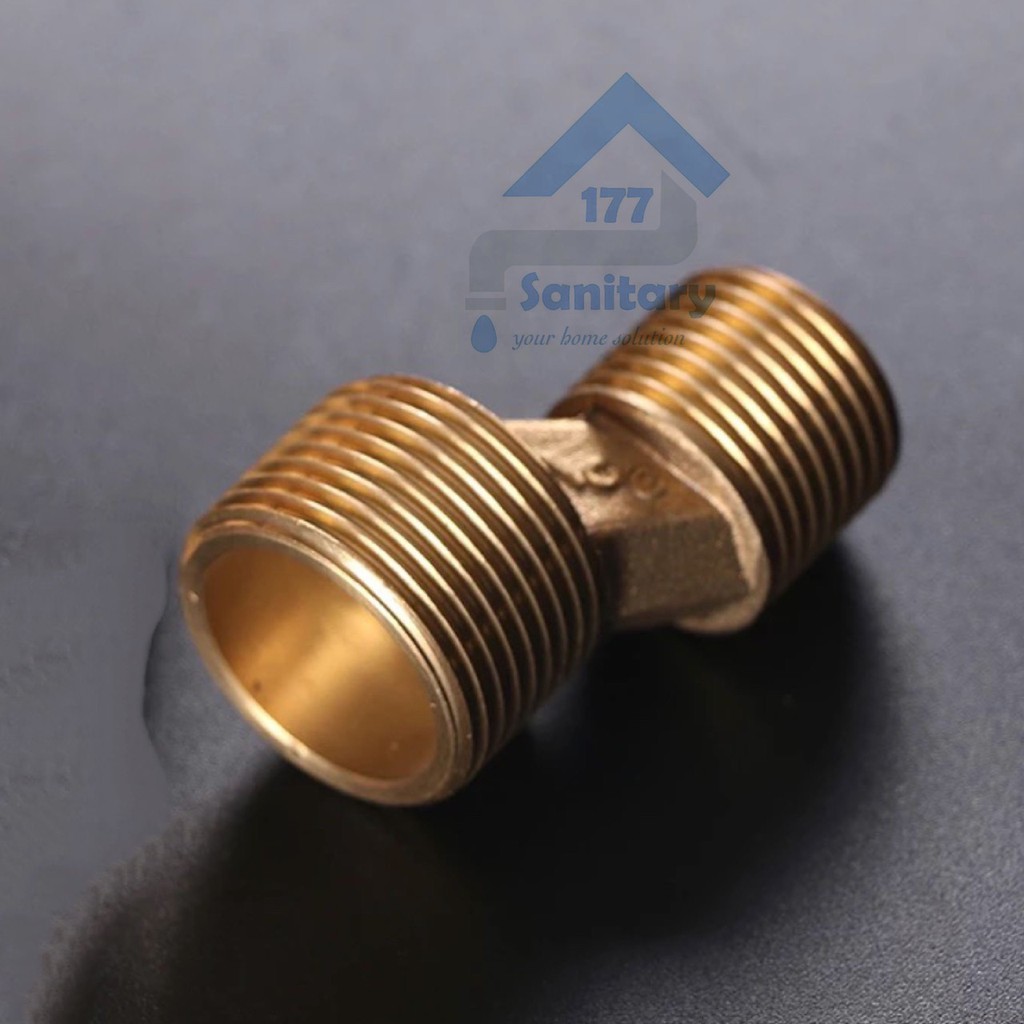 Jual Double nepel 1pc kran bathtub panas dingin kuningan M12- dobel nepel 1/2 ke 3/4 naple ...