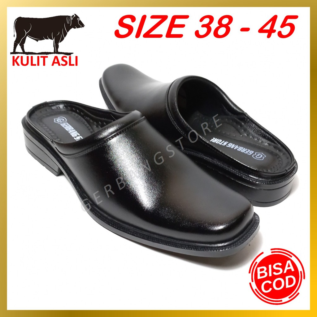 Jual Sepatu Sandal Slop Kulit Asli Sapi Kantor Dinas Resmi Pesta ...