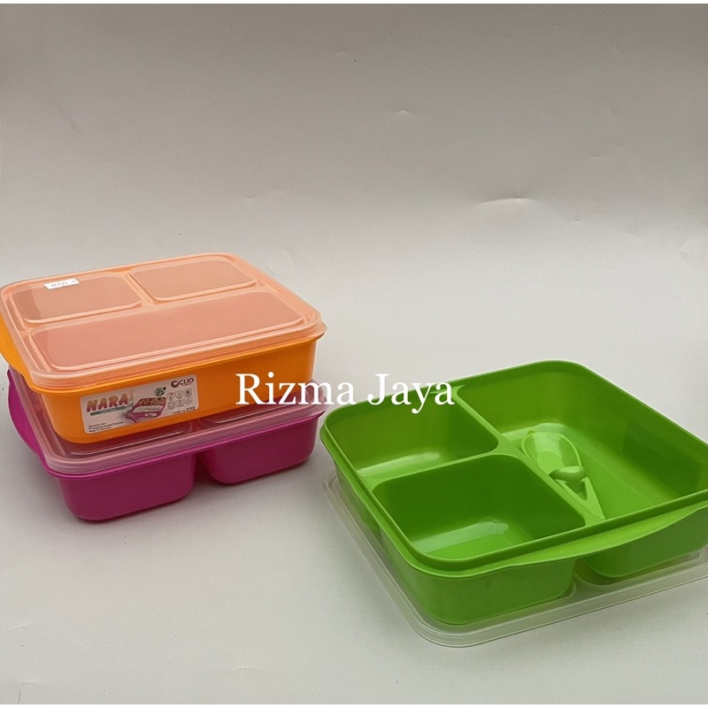 Jual Tepak Makan Kotak Bekal Anak Lunch Box Segi Sekat 3 Tutup Bening CLIO NARA | Shopee Indonesia