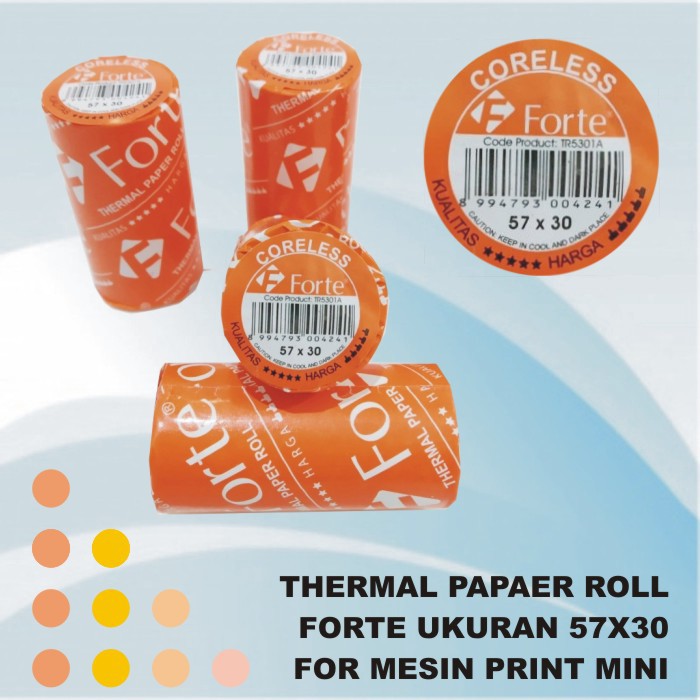 Jual Kertas struk thermal Forte ukuran 57X30 for use in merin print ...