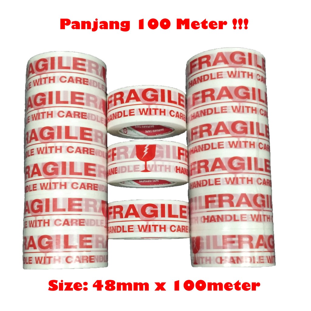 Jual Lakban Fragile Putih Daimaru panjang 100 meter | Shopee Indonesia