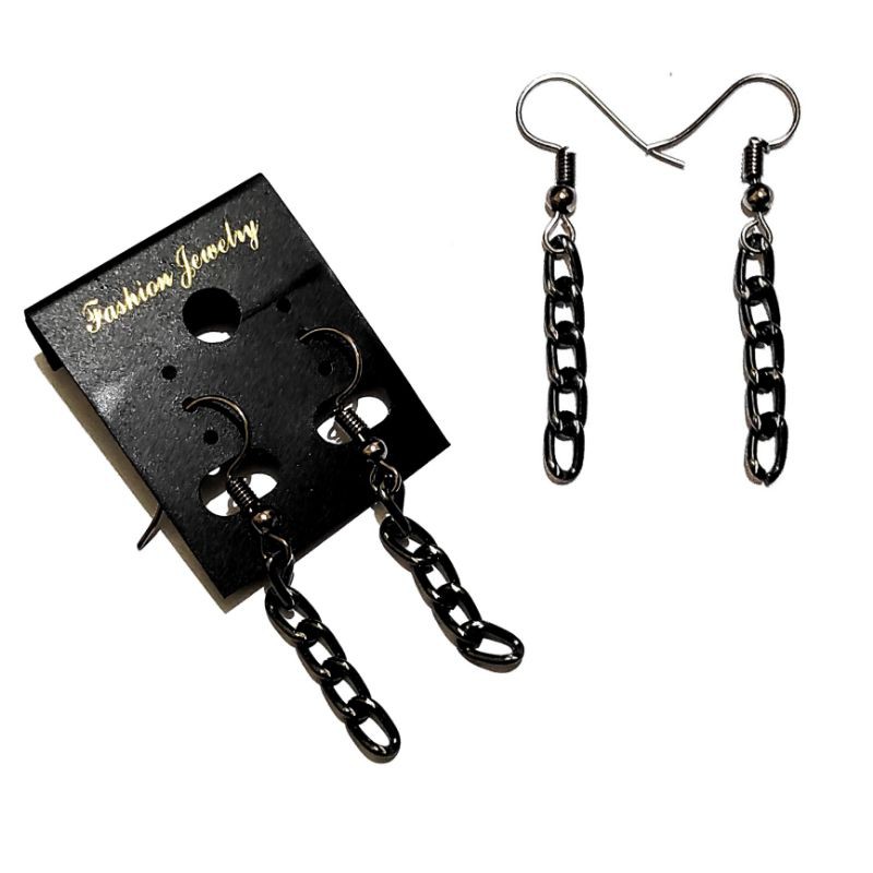 Jual Zhu Black Chain Earrings Anting Rantai Hooks Hitam | Shopee Indonesia