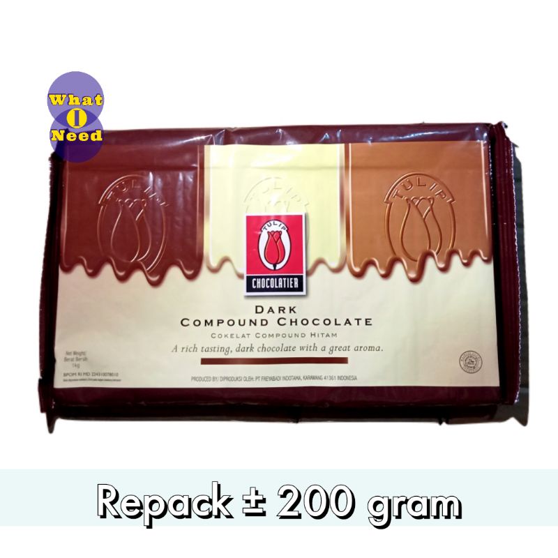 Jual Tulip Dark Chocolate Compound (REPACK 200g) | Shopee Indonesia