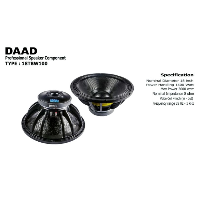 Jual Komponen speaker Subwoofer Lapangan DAAD 18 inch L18P300 18TBX100 ...