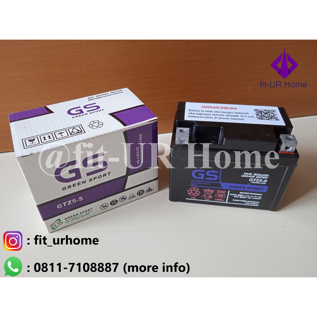Jual Aki Motor GTZ5S GS GOLDEN SARANA 12V 5Ah / 10hr (Aki Kering ...