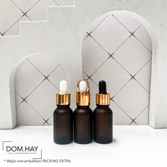 Jual Botol Pipet Kaca Doff Cokelat Tutup Gold Face Serum Dropper Bottle ...