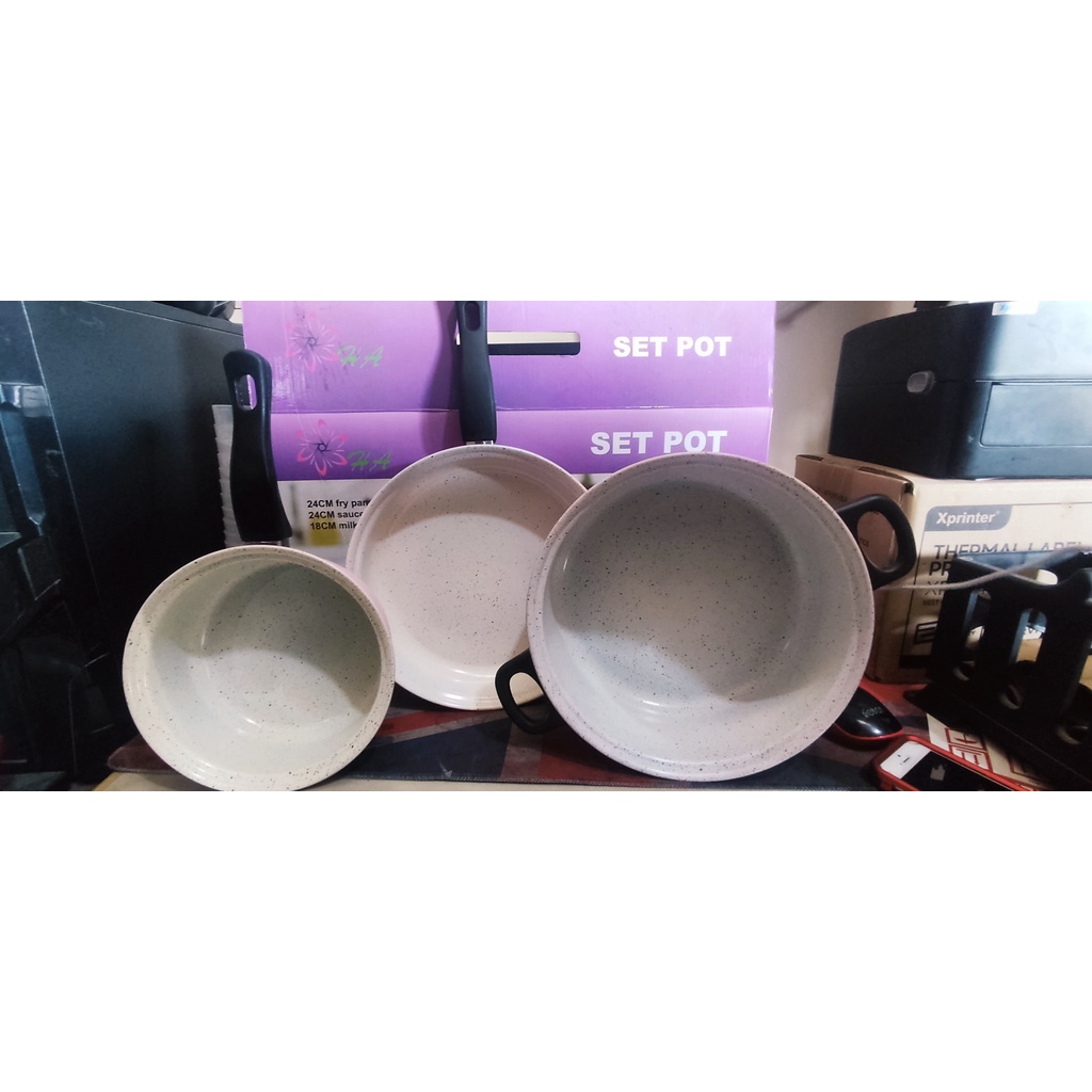 Jual PANCI SET POT BLUE / PINK 3IN 1 ANTI LENGKET PANCI ISI 3 TUTUP ...