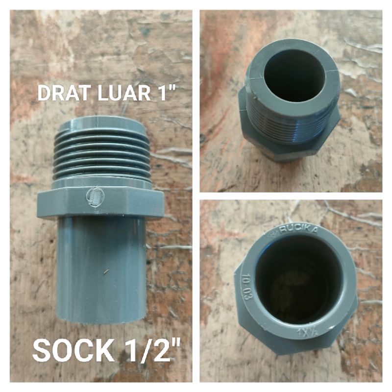 Jual Sock SDL Drat Luar 1" X Sok 1/2" Inch Sambungan Pipa PVC | Shopee ...