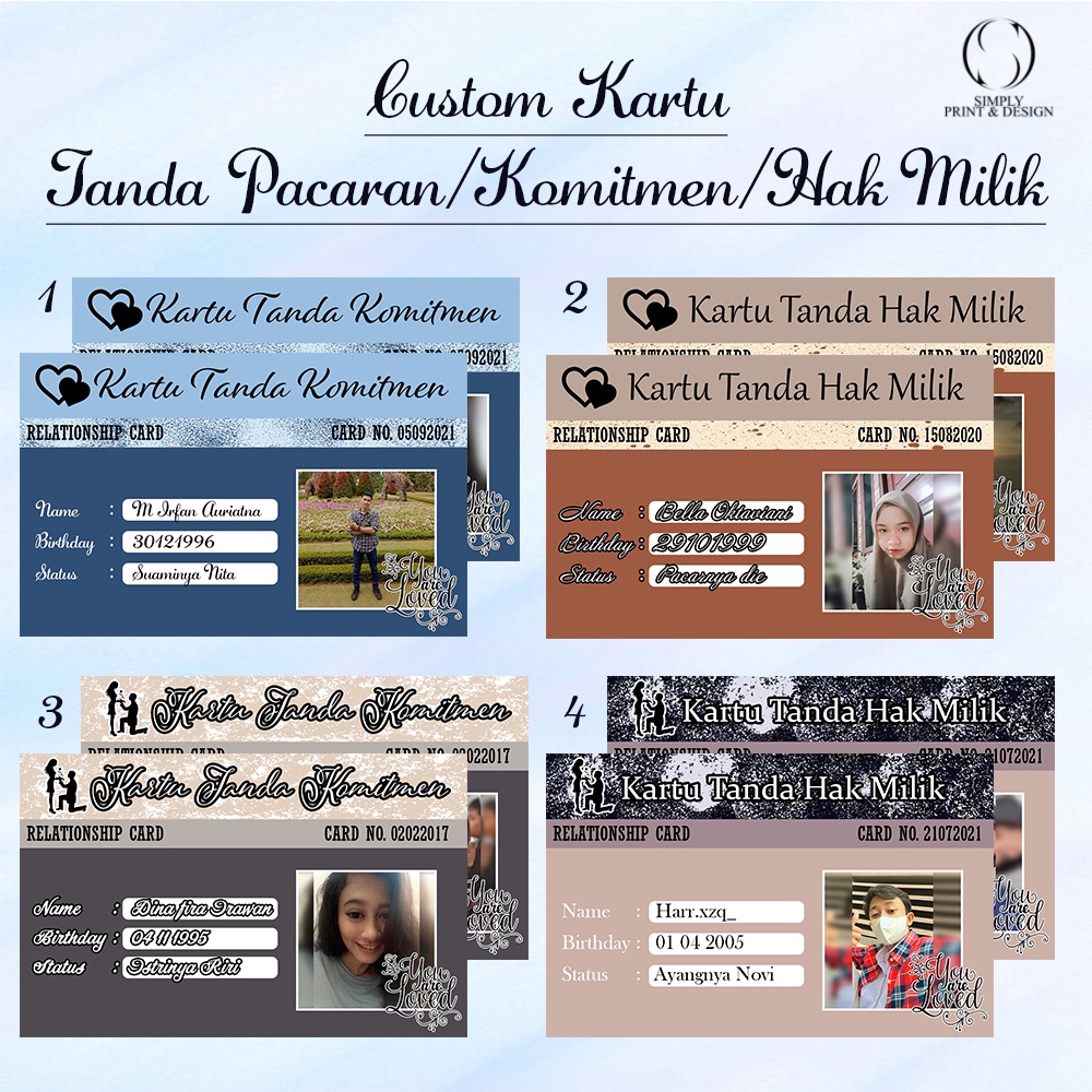 Jual Custom Kartu Tanda Pacaran/ Kartu Tanda Komitmen/ Kartu Tanda Hak ...
