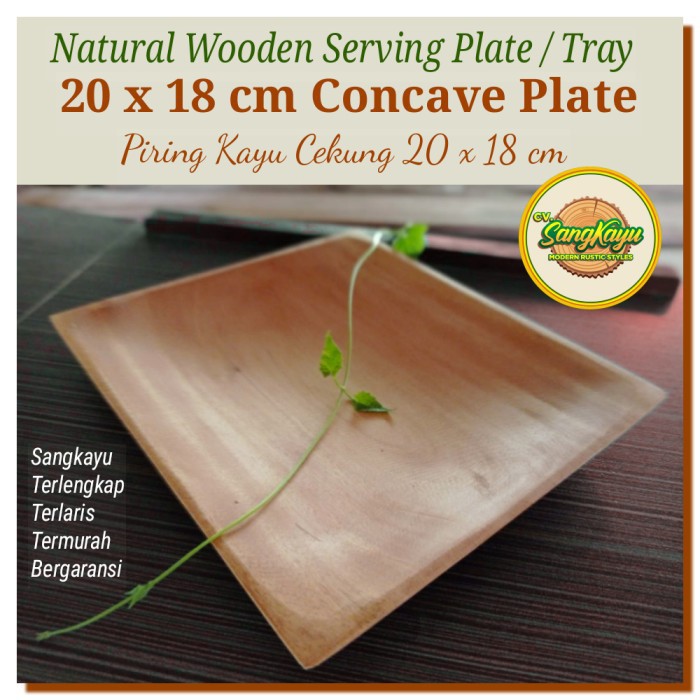 Jual Wooden serving plate 20x18Cm Piring kayu cekung tray nampan kayu ...