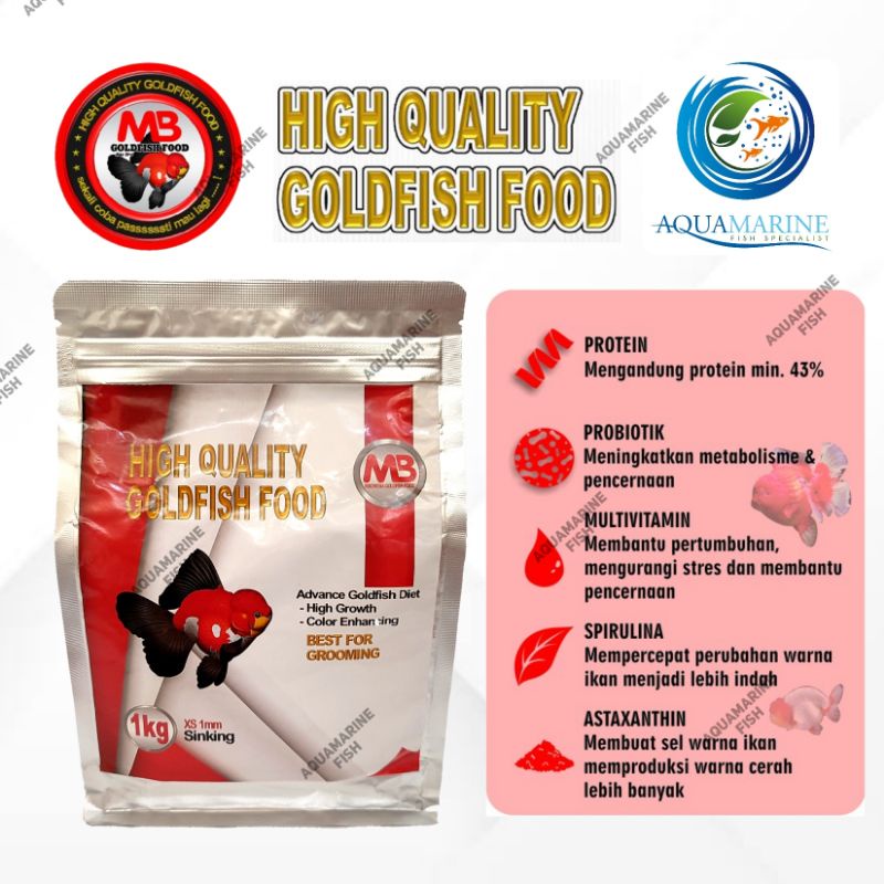 Jual MB Food Growth & Color Premium Goldfish 1 kg Pakan Pelet Ikan Mas Koki Koi Louhan Parrot ...