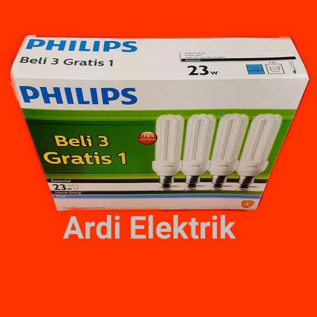 Jual Lampu Philips Essential 23 Watt Putih Daylight 4 Pcs/Pak | Shopee ...