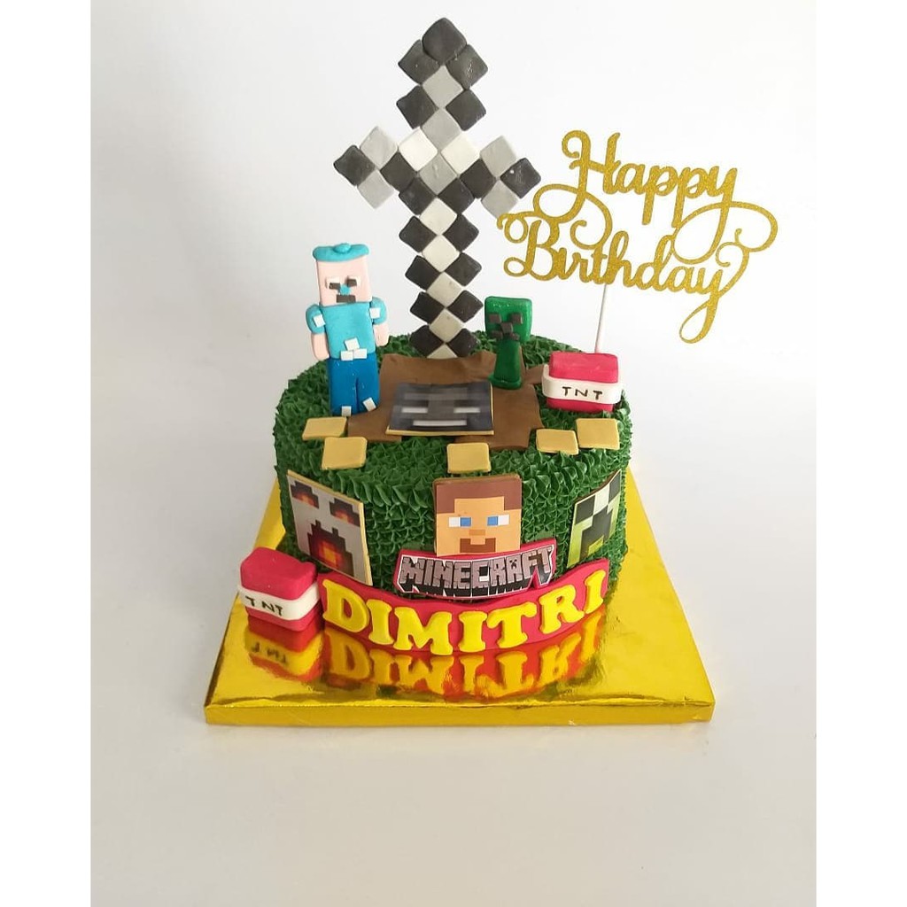 Jual Kue Tart Cake Minecraft Custom Design Surabaya | Shopee Indonesia