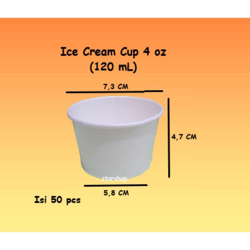Jual Paper Ice cream cup 4 oz 120 ml Polos isi 50 pcs gelas es krim ...