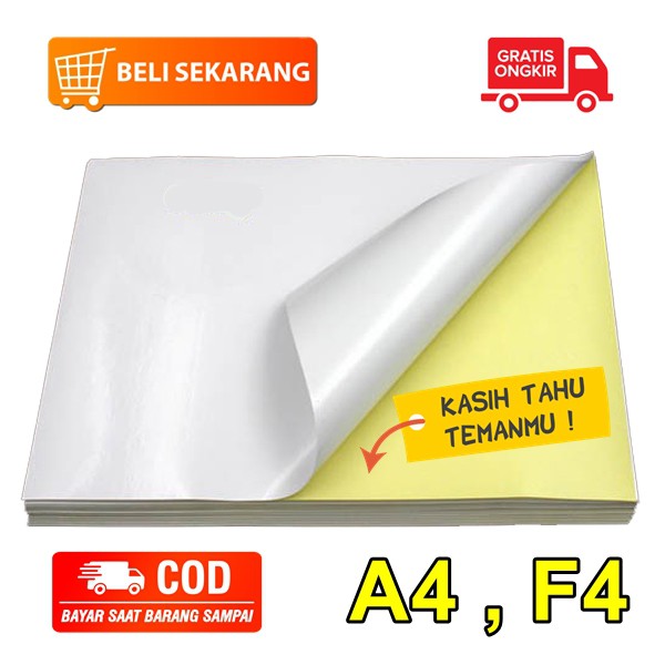 Jual Kertas Stiker F4 Glossy Murah Cocok Untuk Printer Inkjet | Shopee Indonesia