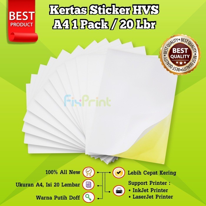 Jual Kertas Sticker Premium Sticker Kertas Stiker HVS Uk. A4 Polos ...