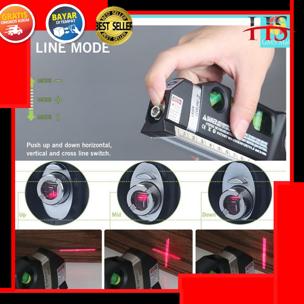 Jual WATERPASS PENGGARIS LASER METERAN LASER WATERPAS MANUAL 250CM ...