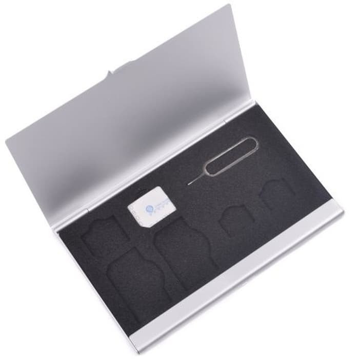 Jual Kotak Metal Kartu SIM Card Box Storage 2 Standard Micro Nano Sim ...