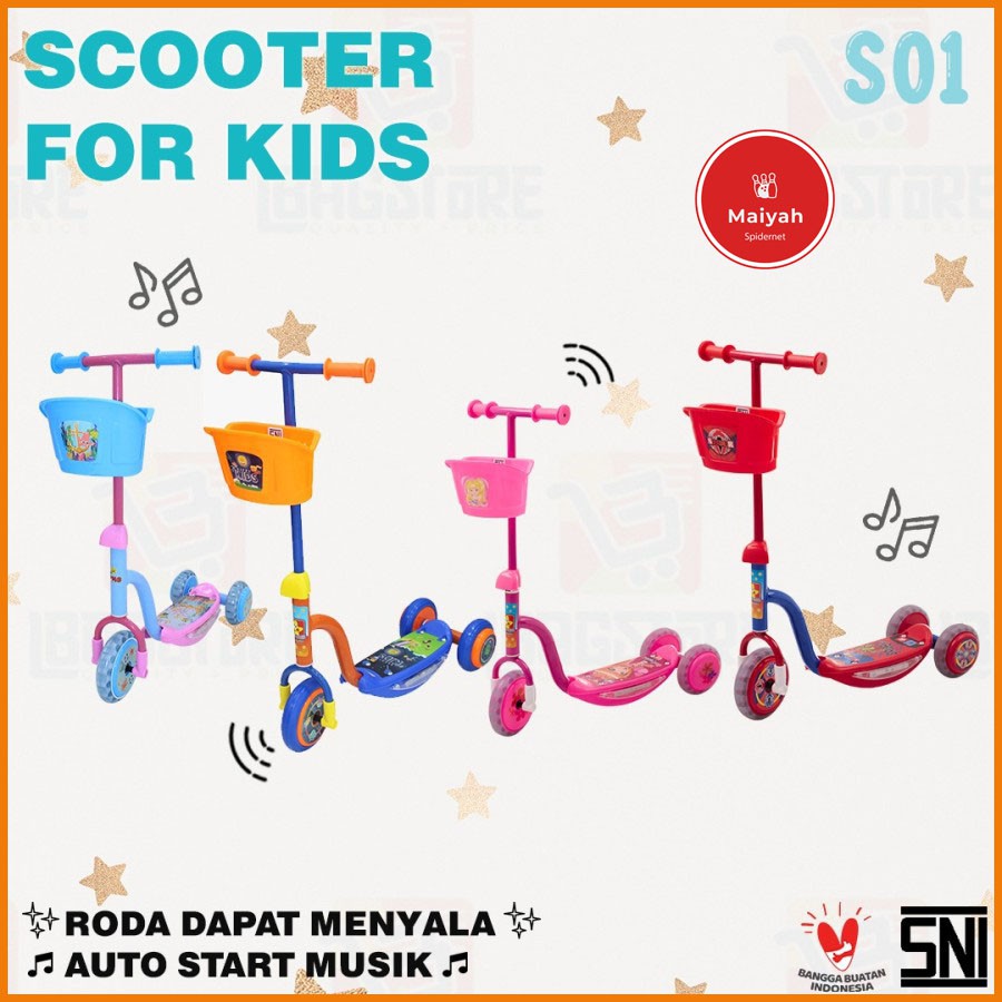 Jual scooter kickboard skuter Anak Otoped Roda 3 nyala anak injak pmb ...