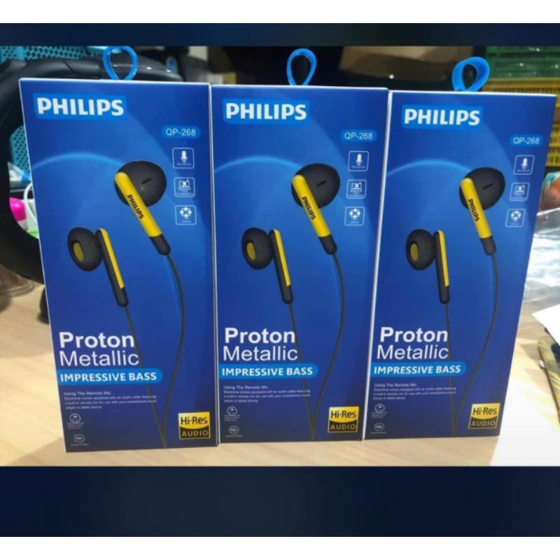 Jual Handsfree Headset Philips PH-268 PH-201 Extra Bass Proton Metalic ...