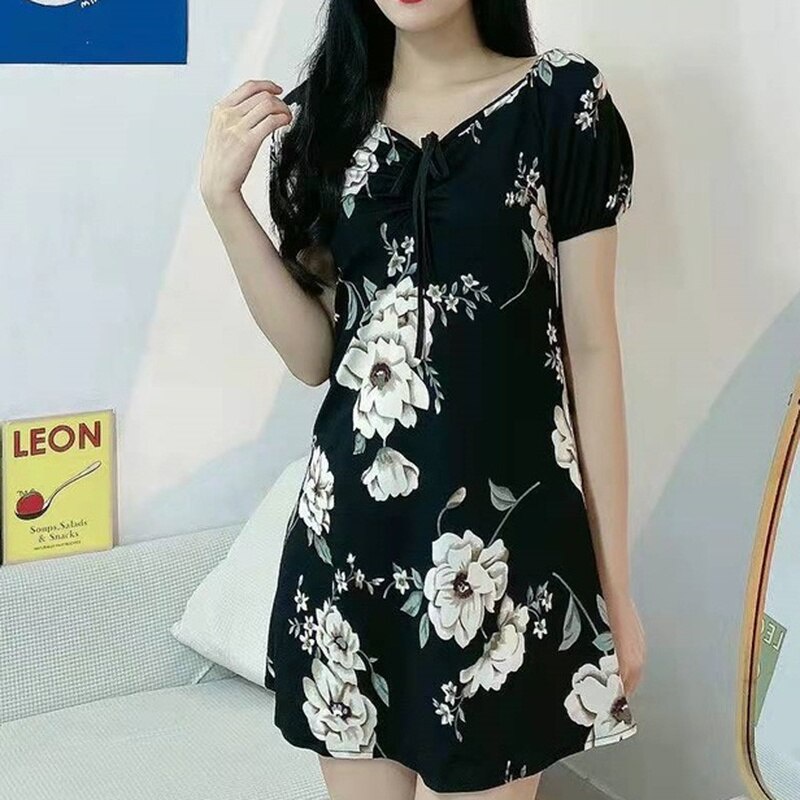 Jual Musim Panas Lengan Pendek Renda Dress Mini Floral Gaun Kasual A ...
