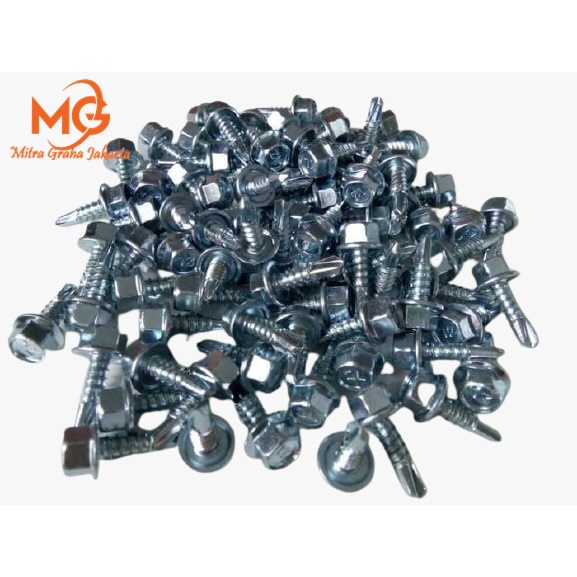 Jual MG 100pcs 10x16 Baut / sekrup / roofing / ruping Baja Ringan 8mm ...
