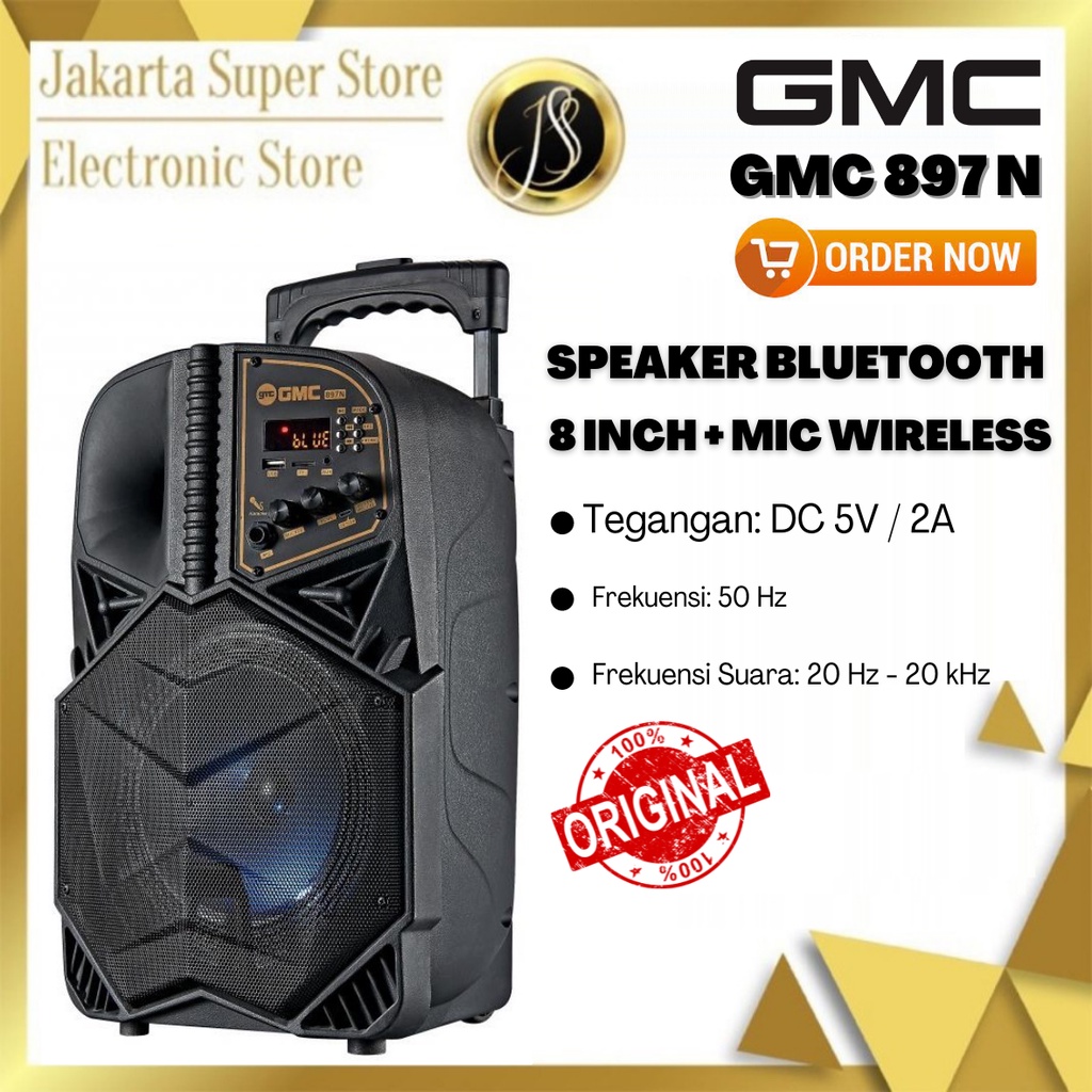 Jual SPEAKER BLUETOOTH GMC 897 N 8 INCH | Shopee Indonesia