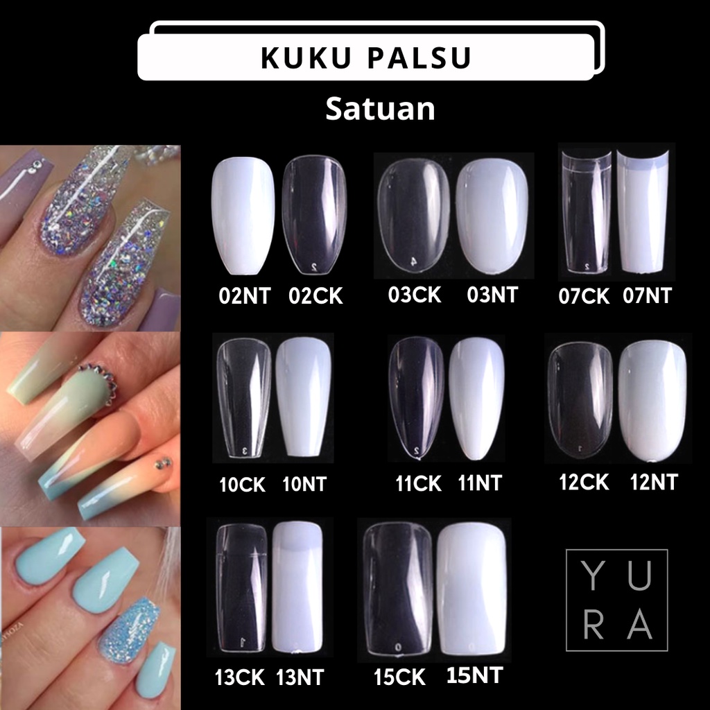 Jual SET KUKU PALSU SATUAN bening dan putih 500 pcs / Fake Nails ...