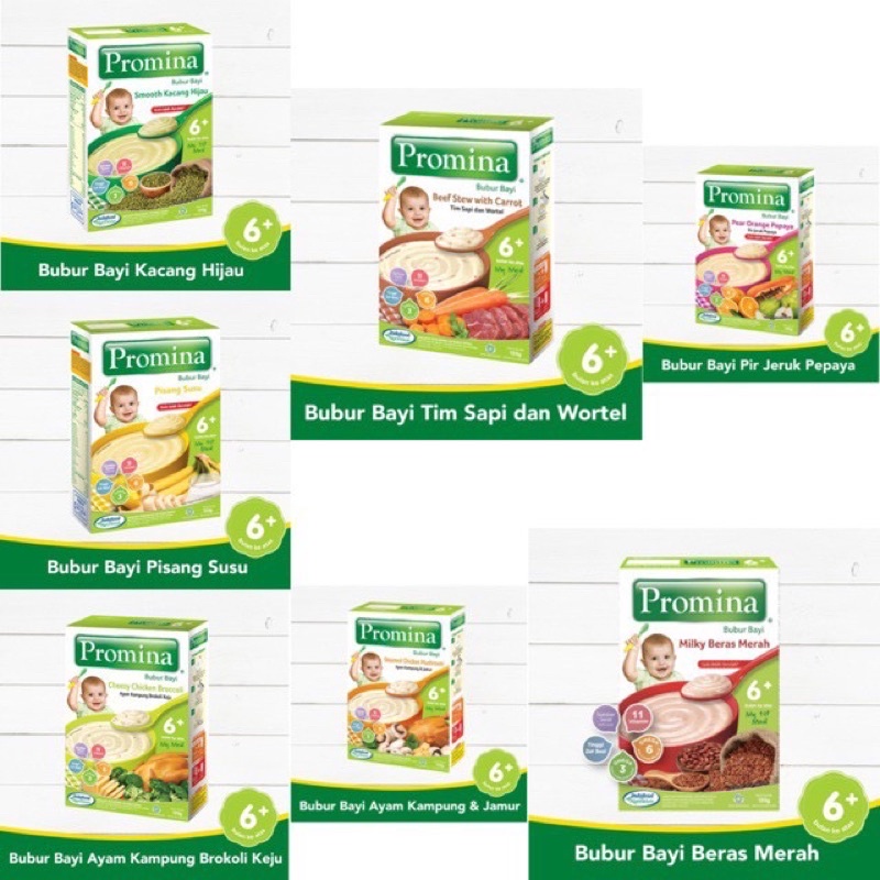 Jual Promina Bubur Bayi 6 Bulan+ 120gr|Bubur MPASI|Kacang Hijau|Beras ...