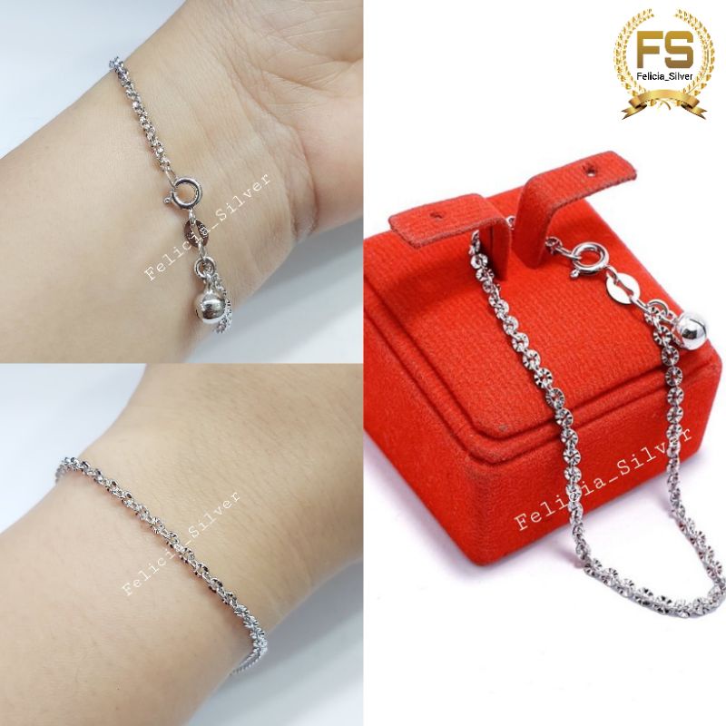 Jual GELANG PERAK ASLI SILVER WANITA 925 LAPIS EMAS PUTIH MODEL RANTAI ...