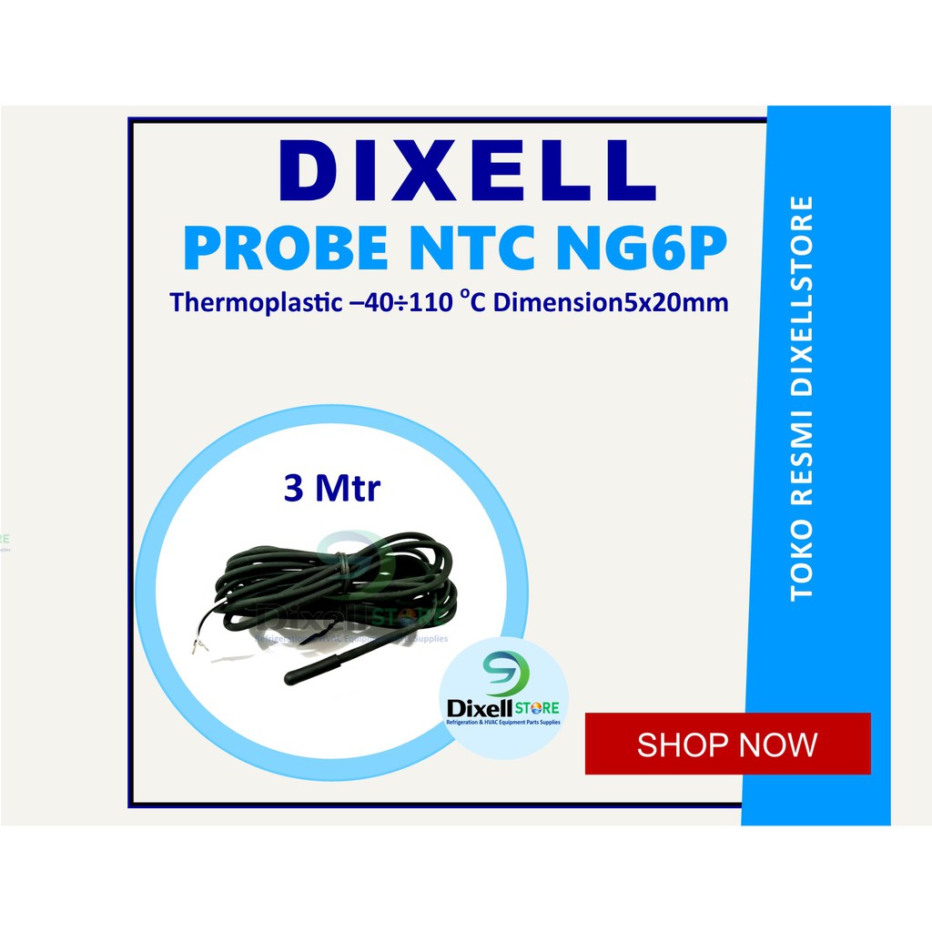 Jual SENSOR / PROBE NTC NG6P DIXELL 3MTR THERMOPLASTIC -40oC-110oC ...