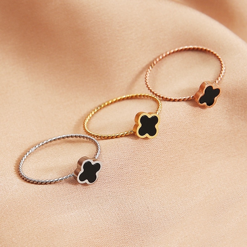 Jual cincin titanium clover asli diamonde hitam | Shopee Indonesia