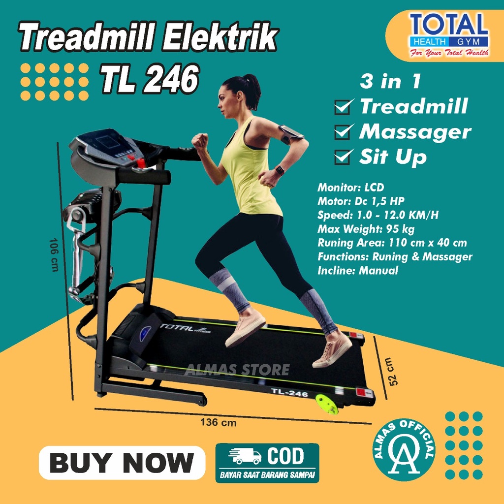 Jual Alat Treadmill Fitness Fitnes Olahraga Gym Elektrik Total Outdoor ...