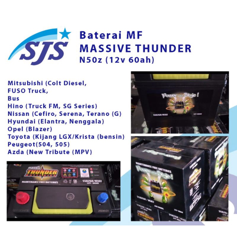 Jual Accu MF Massive Thunder N50Z 12v60ah (aki kering Truk Hino ...