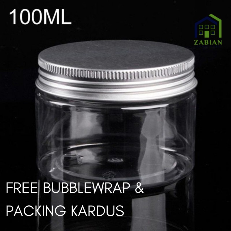 Jual ZABIAN - JAR PLASTIK 100 GRAM TUTUP ALUMINIUM / JAR PET 100ML ...