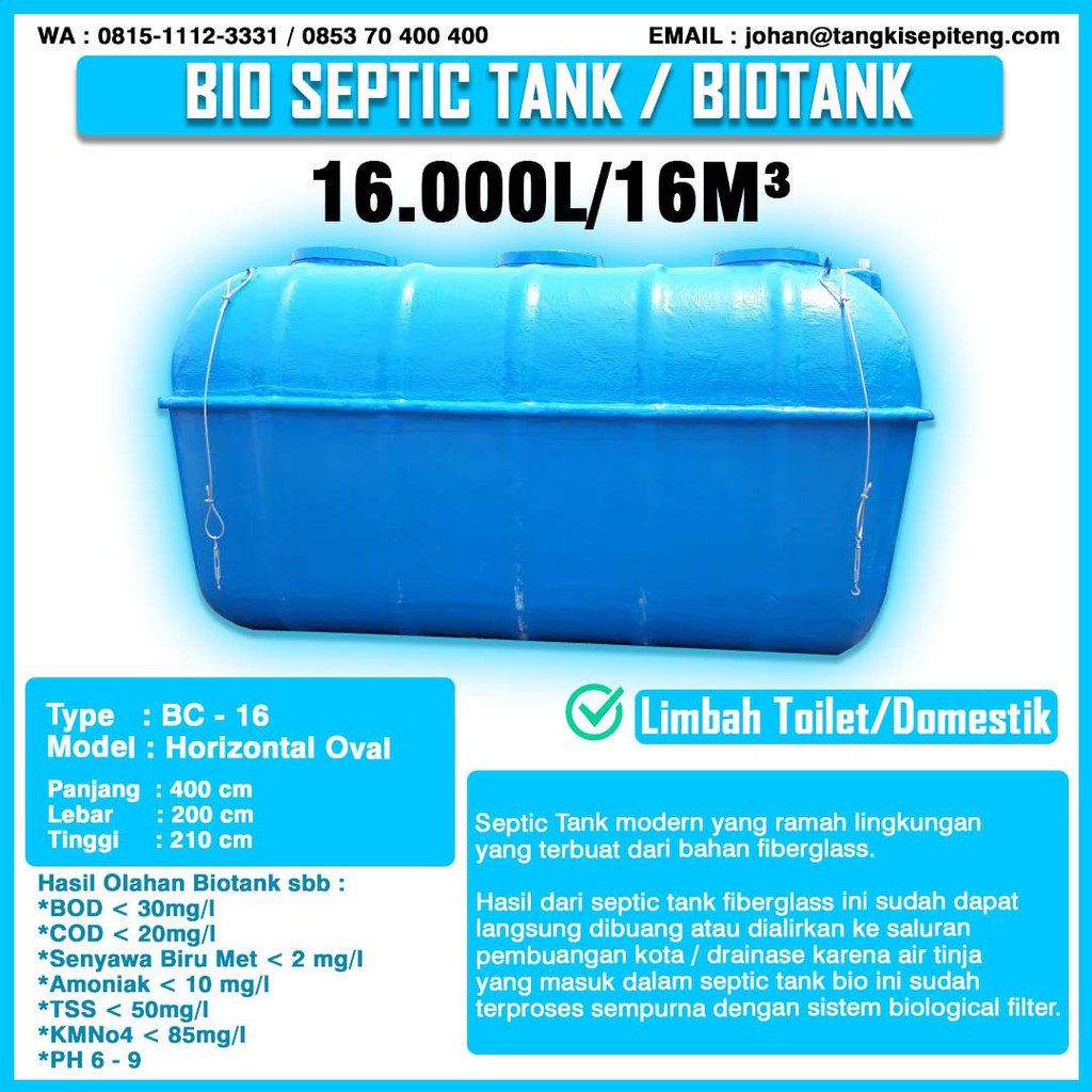 Jual Biotank 16m3/day 16000 liter 16 m3 - Septic Tank Bio - Bio Septic ...