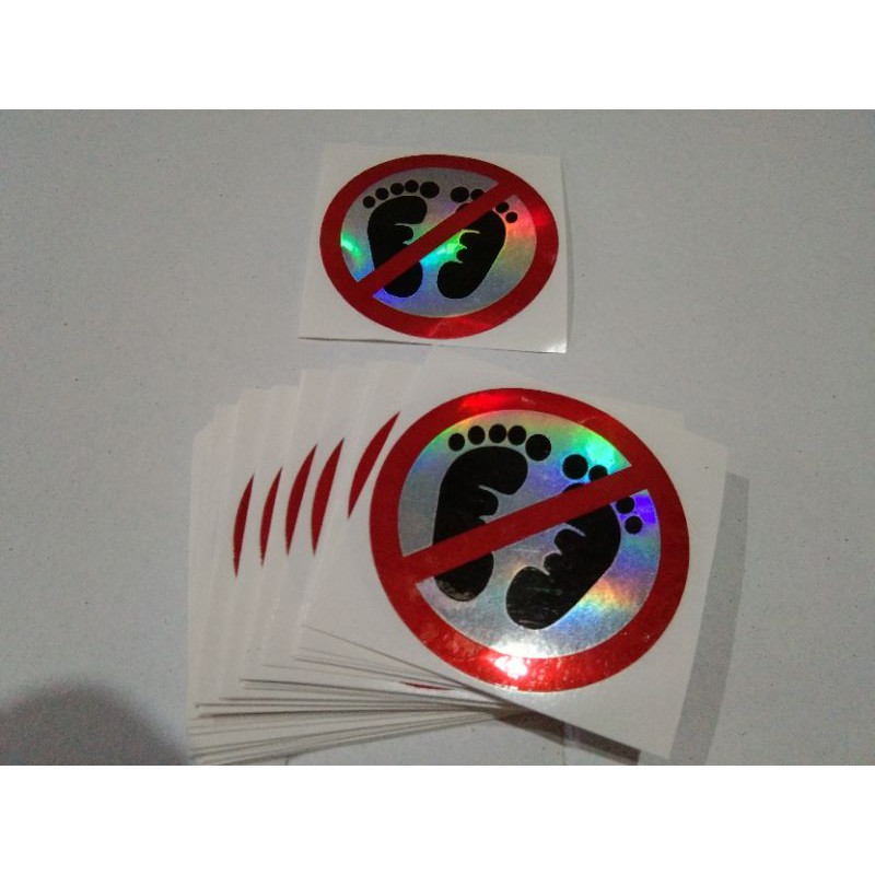 Jual stiker di larang injak hologram | Shopee Indonesia