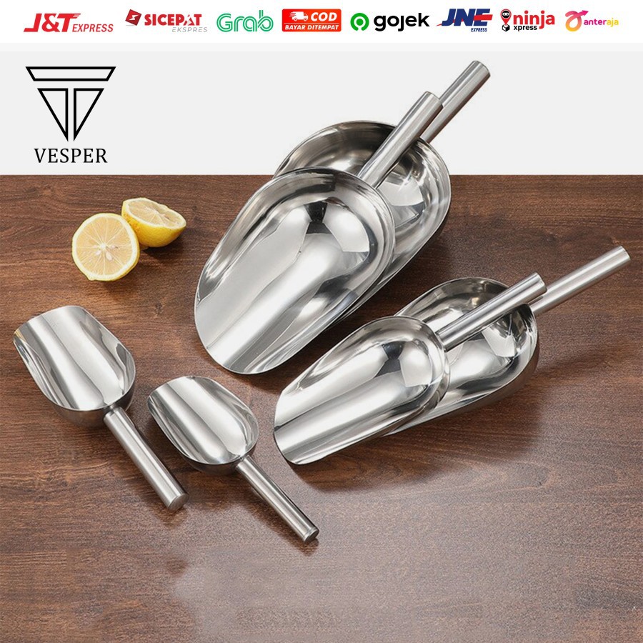 Jual sekop es batu stainless 201 / ice shovel / serokan kedelai beras ...