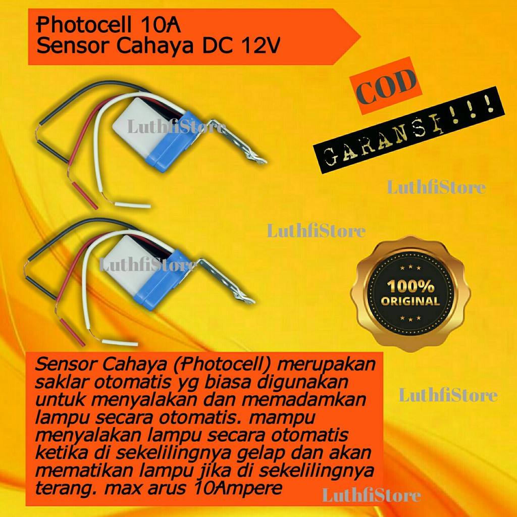 Jual Sensor Cahaya Photo Foto Cell 10A DC 12V Photocell 10A Saklar ...