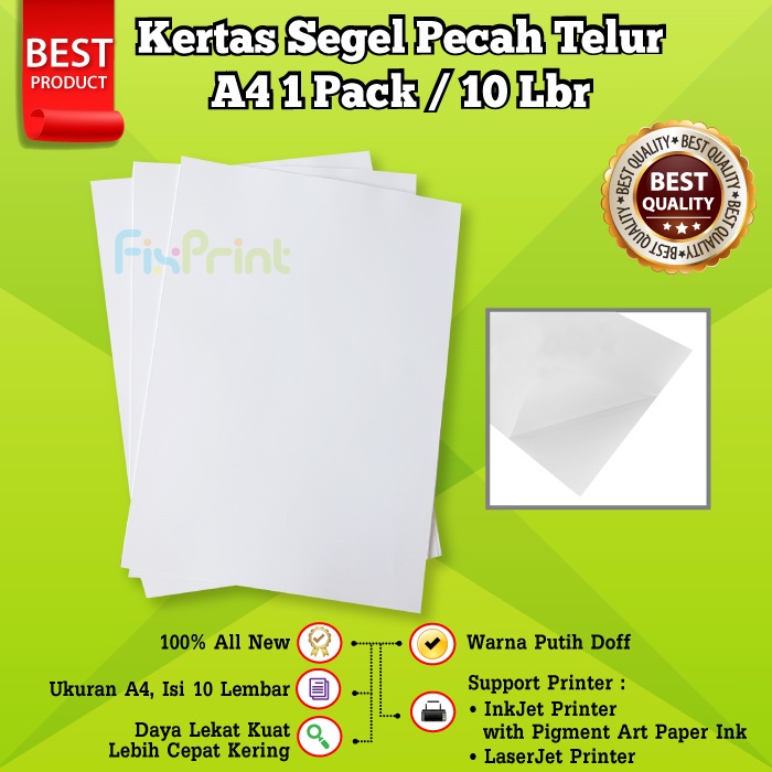 Jual Kertas Segel Pecah Telur A4 Polos Bahan Mentah Segel Sticker ...