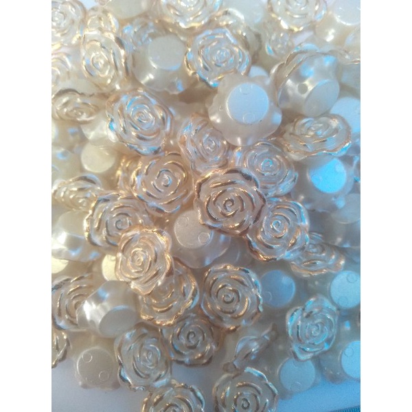 Jual (58pcs) manik mawar list emas, 12mm mote mawar list emas | Shopee ...