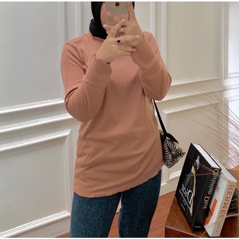 Jual KAOS RIB CURLY KERAH TURTLENECK RIB CRINKLE LENGAN PANJANG ...