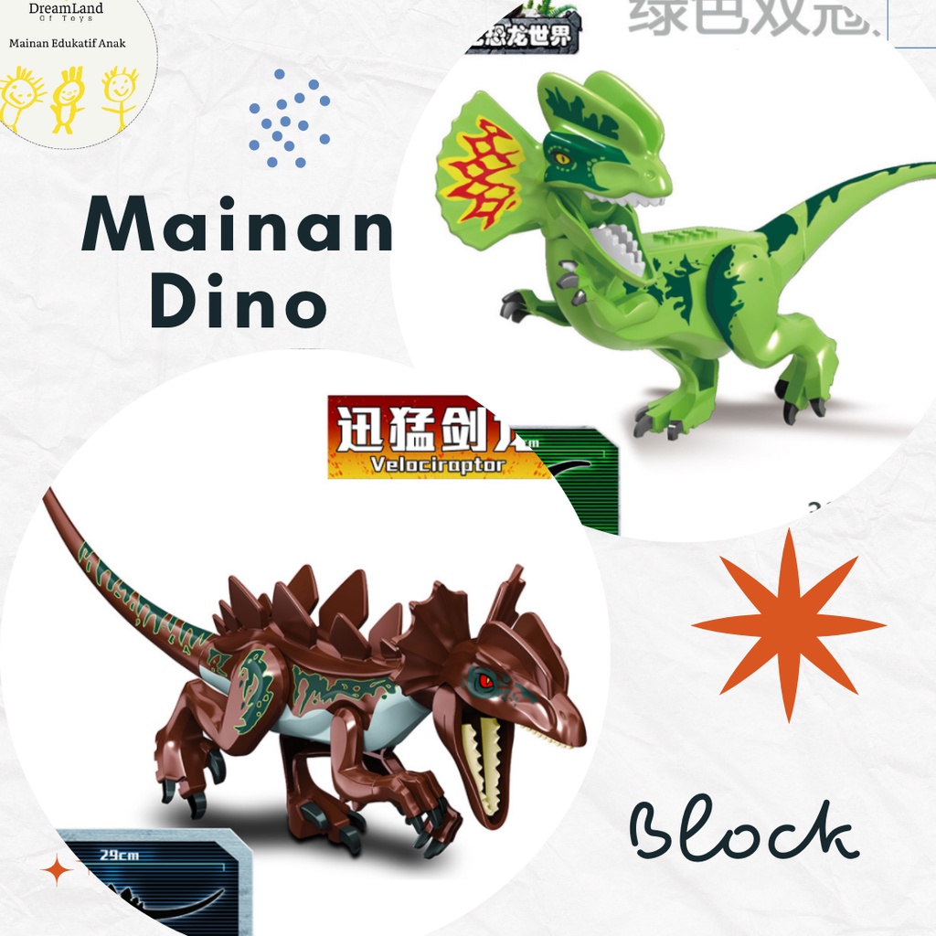 Jual Mainan edukasi anak block boneka Hewan Dinosaurus Raptor ...