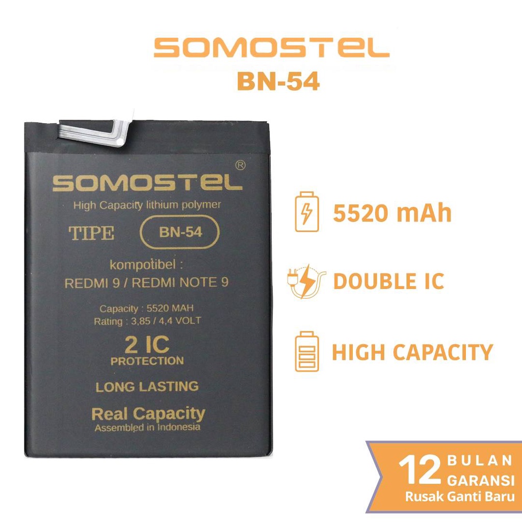 Jual Somostel - BN54 Redmi Note 9 / Redmi 9 Batre Batrai Baterai ...