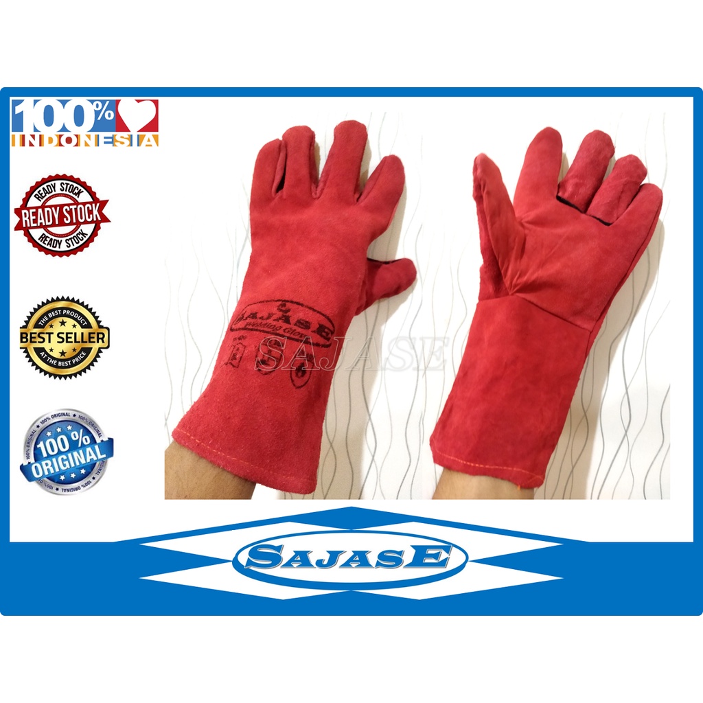 Jual SARUNG TANGAN LAS Kulit Tebal WELDING GLOVE SAJASE Panjang 14 inch ...