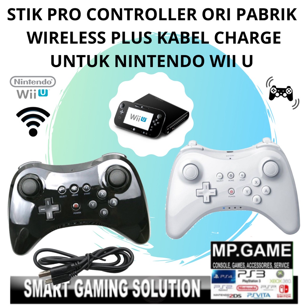Jual Stik Pro Controller WIRELESS WIIU WII U Stick Nintendo Plus Kabel ...