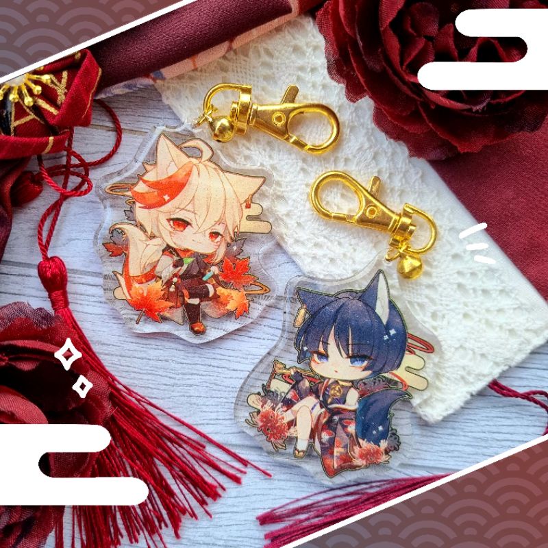 Jual Genshin Impact Scaramouche & Kazuha Kitsune Epoxy Keychain ...