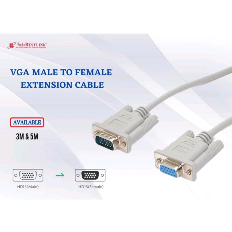 Jual KABEL VGA MALE TO FEMALE / KABEL VGA EXTENSION /KABEL VGA 3METER 5METER / KABEL VGA ...