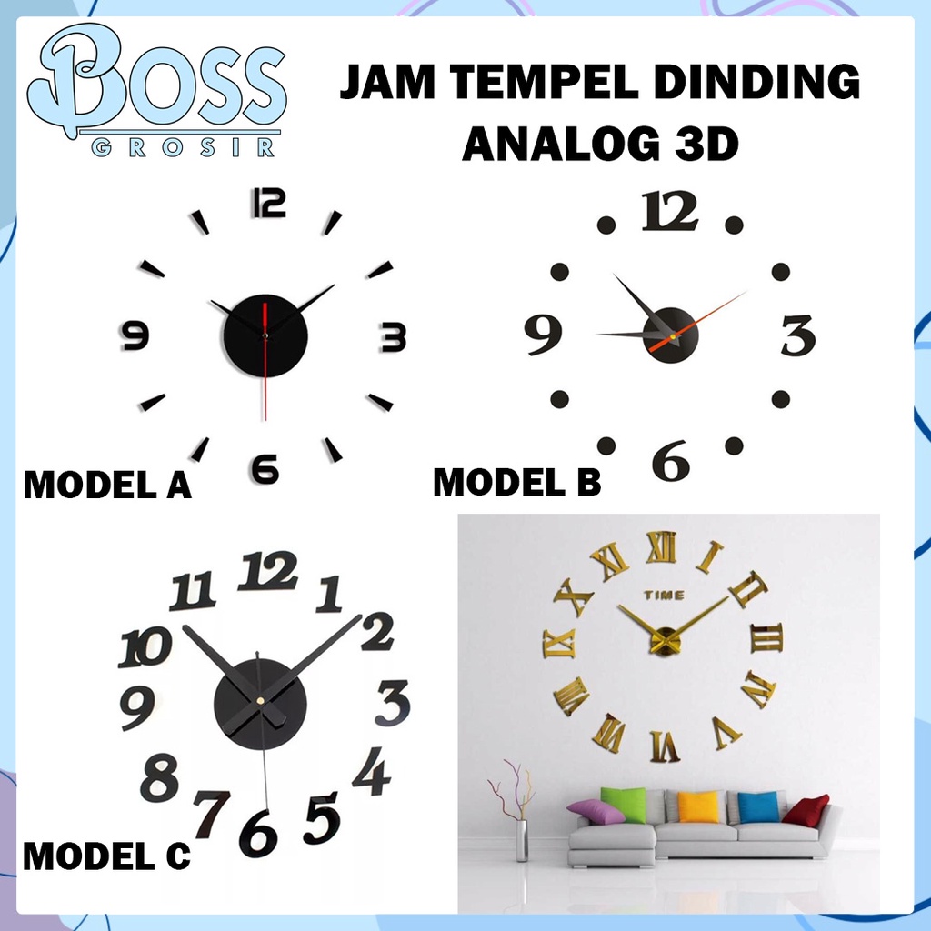 Jual JAM DINDING TEMPEL 3D GIANT / JAM TEMPEL DINDING MODERN DIY / DIY ...