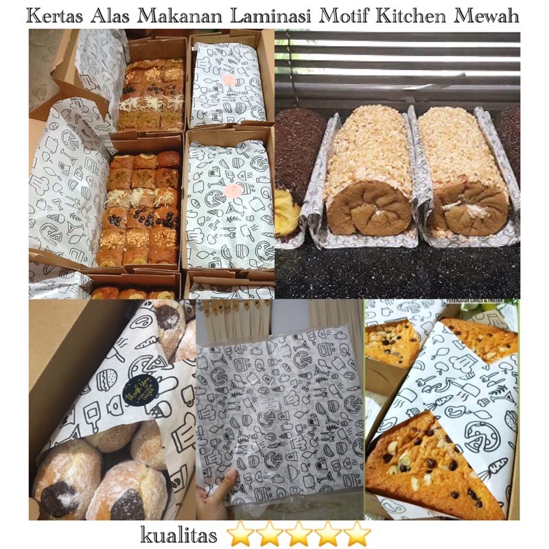 Jual Kertas Alas Laminasi untuk Makanan / Kue / Roti motif Kitchen ...